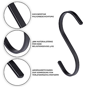 pamo Black s Hooks for Hanging Clothes - Set of 5 or 10-4.33" Large s Hooks Heavy Duty I Suitable as Clothes Rod Hooks, Hanging Hooks for pots, etc.