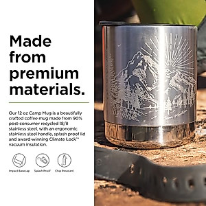 Klean Kanteen Camp Mug 12 Oz Laser Etch Mntns Brushed Silver