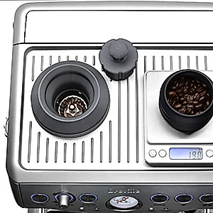 FusedLine Single Dose Hopper with Silicone Bellows and Anti-Popcorning Weight | Compatible with Breville Barista Express, Pro, and Touch | Black