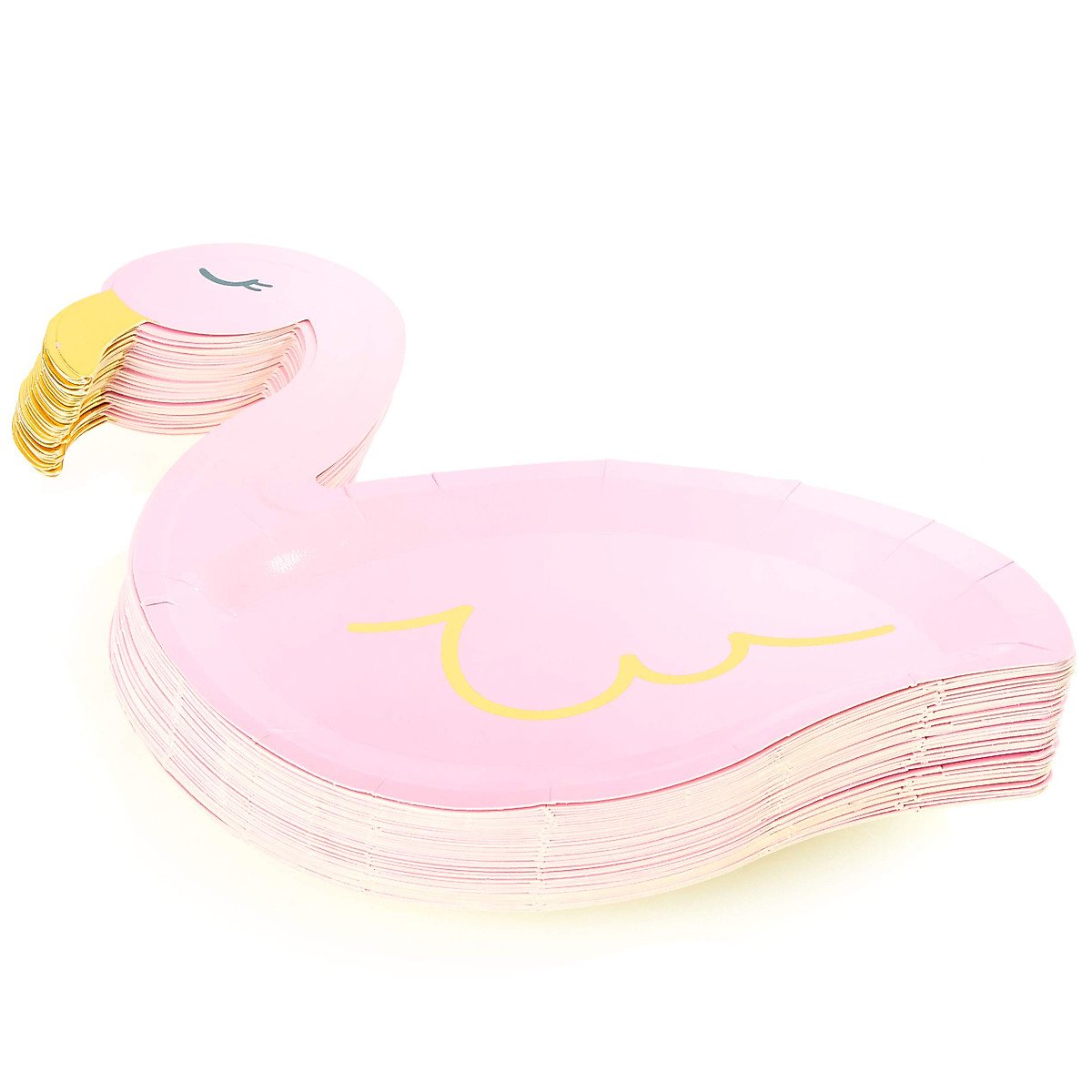 BLUE PANDA Pink Flamingo Party Paper Plates with Gold Foil (9 x 11.45 Inches, 48 Pack)