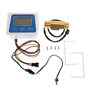 Digital Flow Meter Water Flowmeter Temperature Time Record with G1/2 Flow Sensor