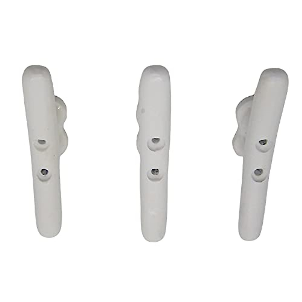 Rustic Weathered White Cast Iron Boat Cleat Wall Hooks, Nautical Home Décor, 4.75 Inches, Set of 3