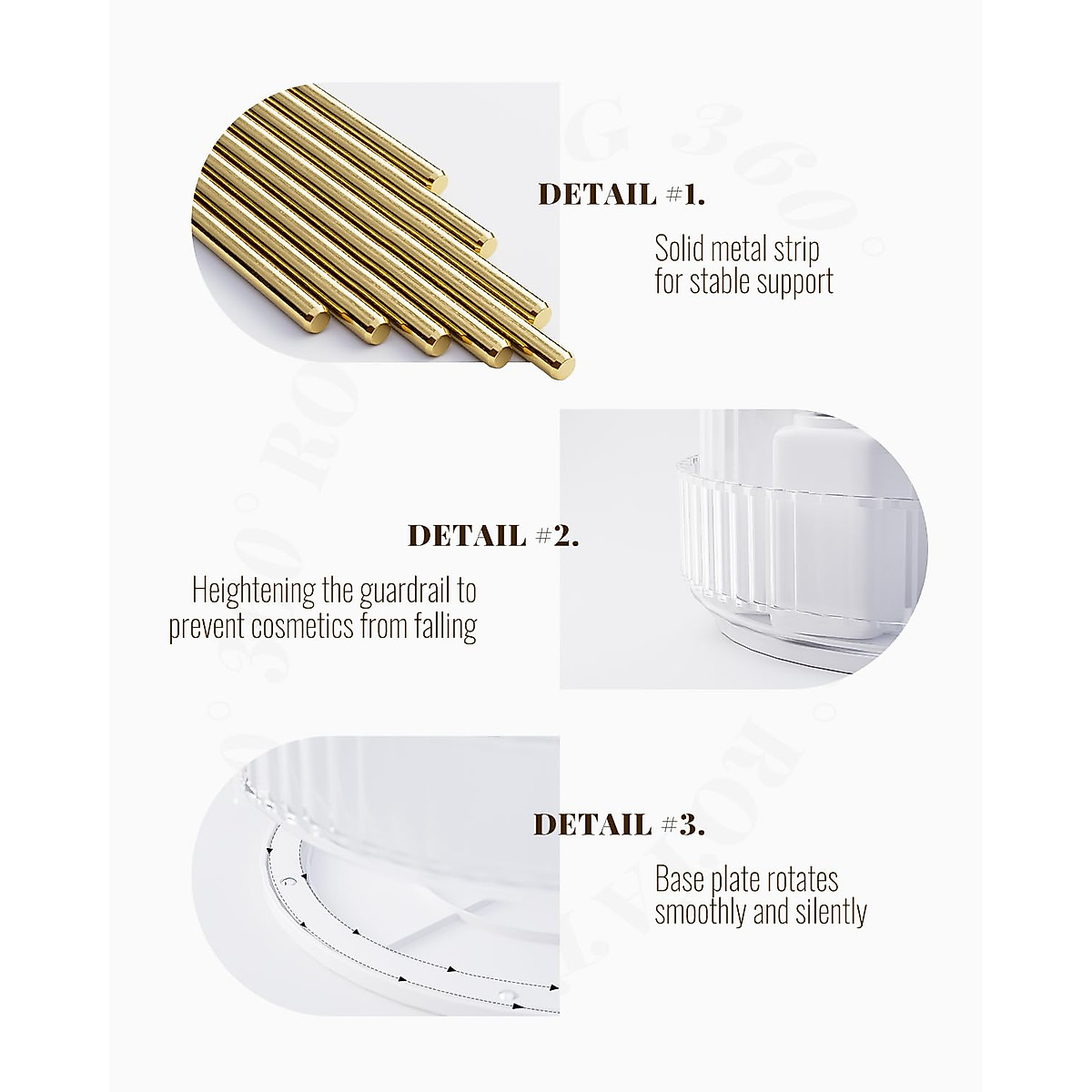 Devokimi Bathroom Organizer Countertop, Rotating Makeup Organizer for Vanity, 2-Tier Make Up Organizers and Storage, Vanity Tray Shelf for Cosmetic, Skin Care, Lotions (Clear)