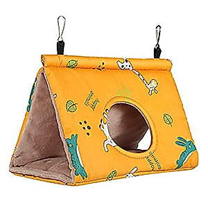 AIRUIFENG Winter Warm Bird Nest House Tent Parrot Hanging Hammock Toy for African Greys Cockatoo Eclectus Amazon Parakeet Cockatiel Conure Budgie Lovebirds Canary Finch Cage Perch (M, Yellow)