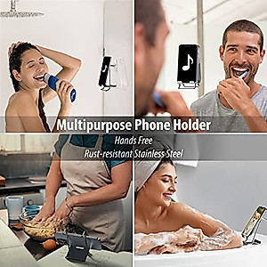 Temste Shower Caddy, Rustproof Shower Organizer with Phone Holder, Stainless Steel Shower Shelf for Inside Shower with Adhesive Hooks, Bathroom Organizer Shower Storage - 2 Pack