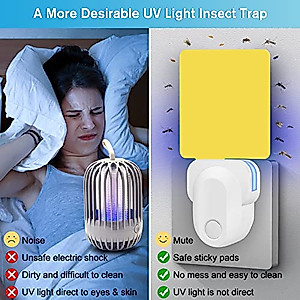 Flying Insect Trap Plug-In, Upgrade Gnat Traps for House Indoor, Safe Non-Toxic Gnat Fruit Fly Killer Trap UV Light Attractant Bug Zapper Indoor Bug Light Trap with Sticky Pad for Flies, Gnats -1 Pack