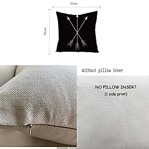 IcosaMro Throw Pillow Covers Black and White Pillow Cases Set of 4 Arrow Mountain 18x18 Decorative Square Zippered Cotton Linen Cushion Cover Room Sofa Decor