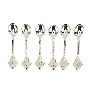 Coffee Spoon Holder Coffee Dessert Spoon Set Alloy Swan Base Holder Spoon Organizer with 6pcs, Modern Style Ice Cream Spoons Teaspoons Coffee Dessert Flatware(Spoon)