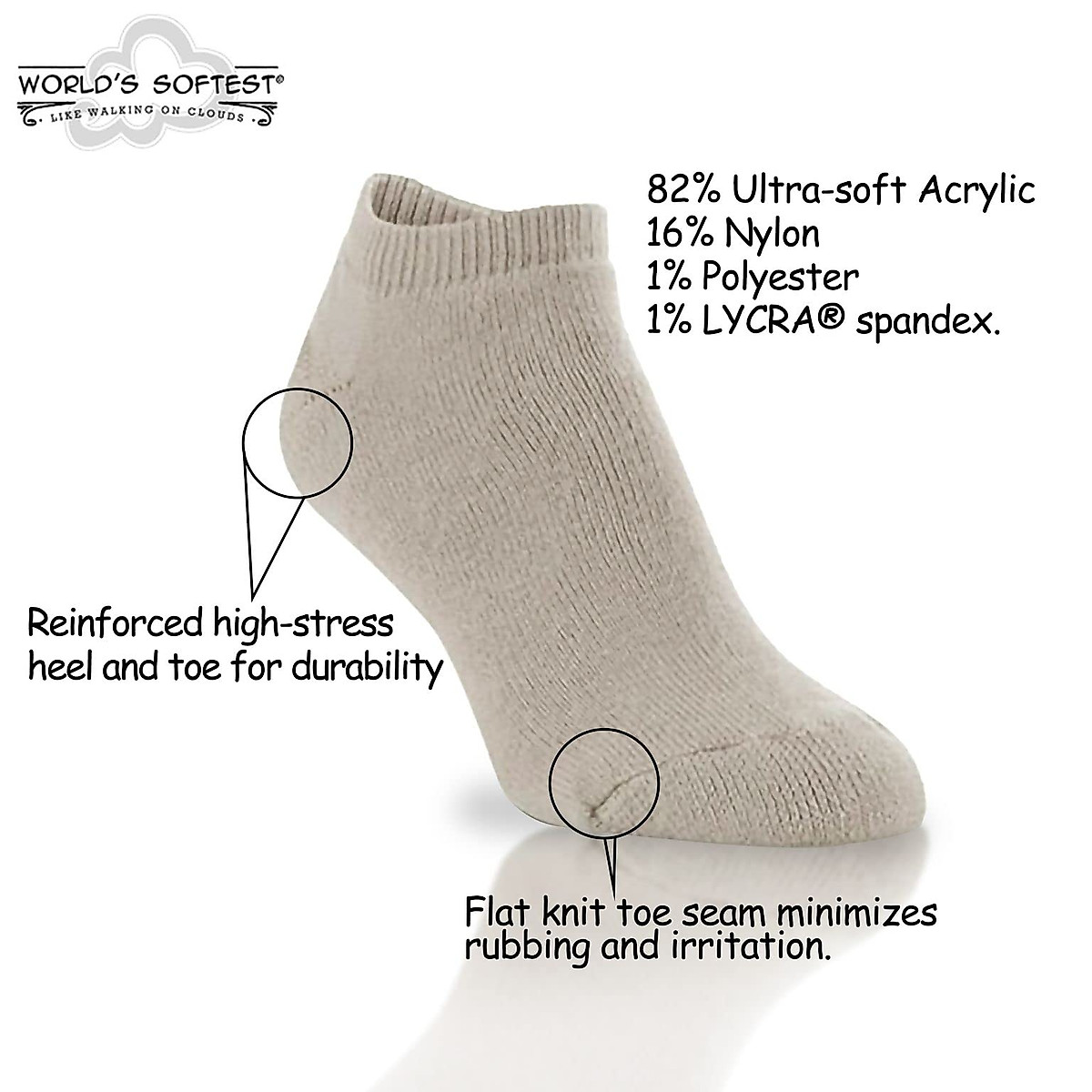 World's Softest Socks Classic Low - Comfortable Mens Socks (as1, alpha, l, regular, regular, Stone)