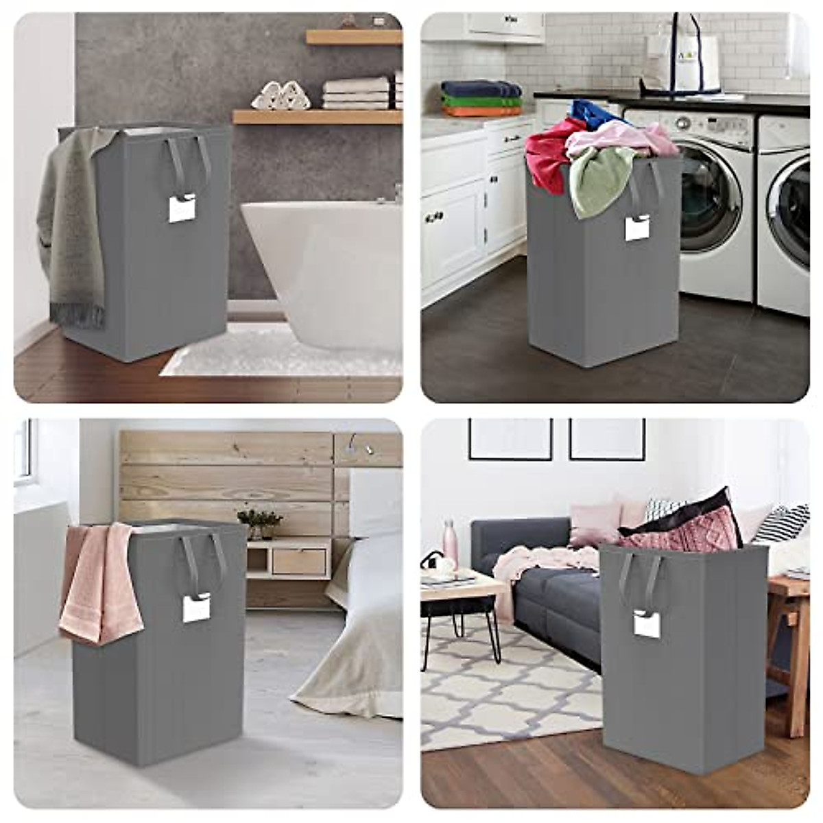 75L Large Laundry Hamper with Handles, Dirty Clothes Hamper for Bedroom Waterproof, Freestanding Tall Laundry Basket Waterproof, Hamper for Bedroom, Bathroom, Dorm, Toys Storage(Grey）