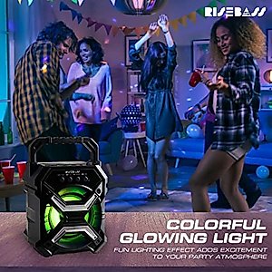Portable Wireless Bluetooth Speaker for iPhone, Android, iPod and More - Rechargeable Bluetooth Speaker for Kids & Adults - Mini Speaker with Party Lights, for Hiking, Camping, Picnic and Boating.