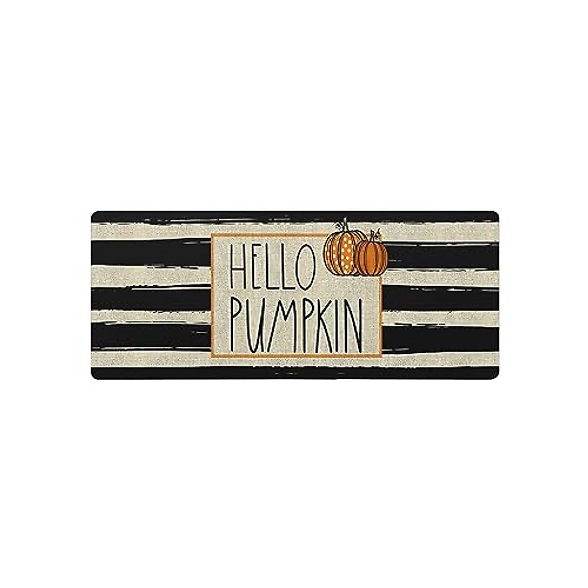 Thanksgiving Bath Mat for Tub,Non Slip Bathroom Floor Runner Rug Quick Dry & Absorbent Diatomaceous Earth Shower Sink Bedroom Kitchen Washable Doormat,Boho Polka Dot Pumpkin Black Stripes 20"x47"