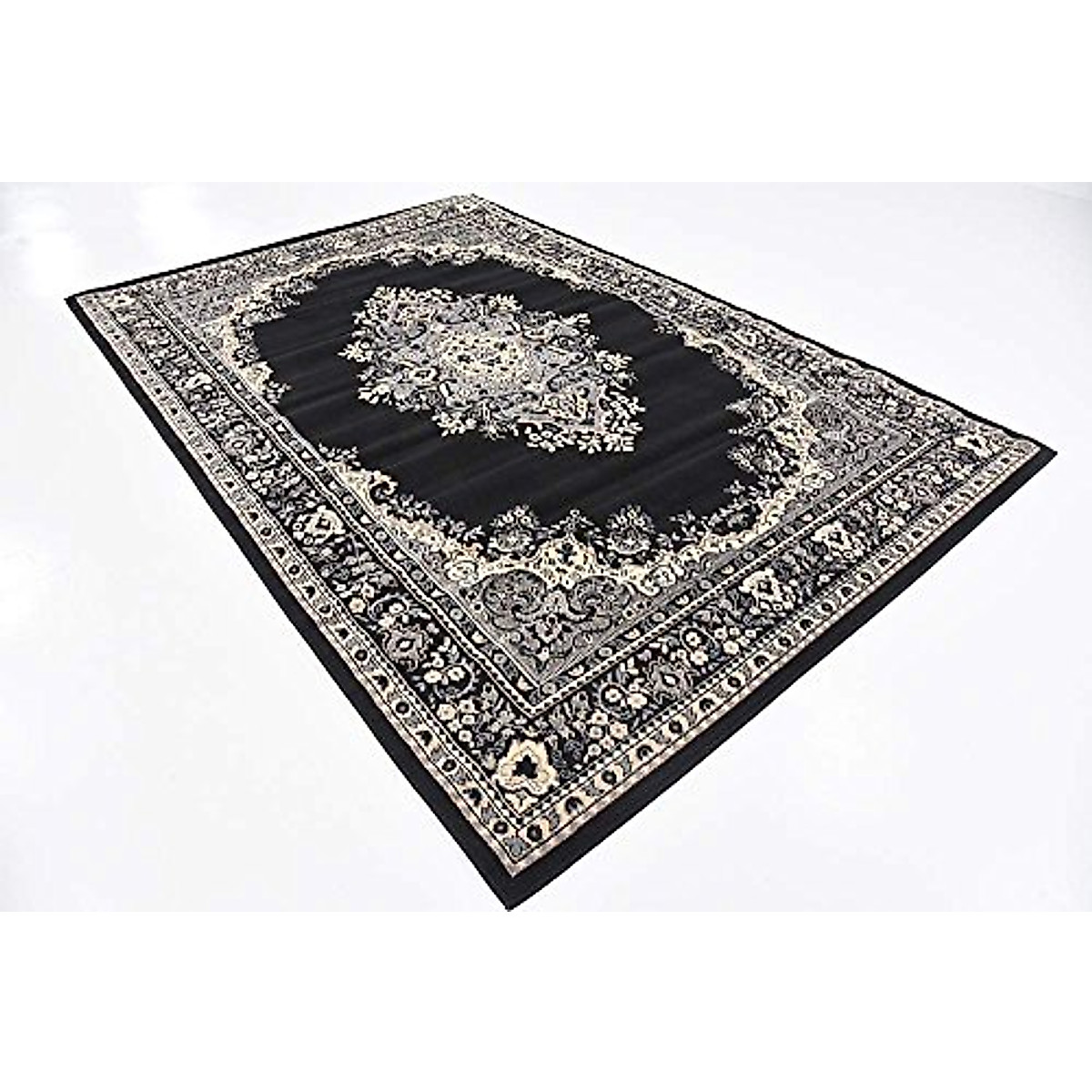 Unique Loom Reza Collection Traditional Persian Style Area Rug, 6 x 9 ft, Black/Beige