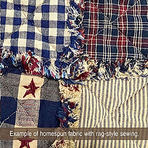 Heritage Navy Blue Thin Stripe Cotton Homespun Fabric by JCS - Sold by The Yard