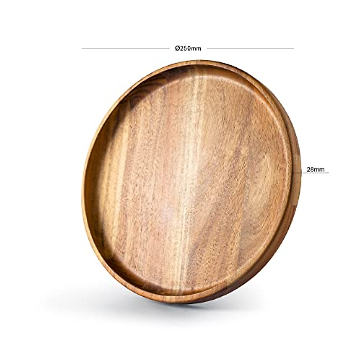 JF JAMES.F Round Serving Wooden Tray Decor Wood Tray charcuterie Boards Serving Tray Applicable to Dining Room and Living Room Diameter 25 * 2.8cm 0.5kg