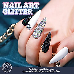 Holographic Ultra Fine Glitter, 180G/6.35OZ Resin Glitter Powder Sequins Flakes, 1/128" Metallic Iridescent Glitter for Resin Tumblers Art Crafts, Hair Face Body Nail Glitter, LEOBRO Silver Glitter