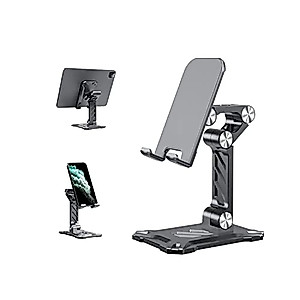 ZiXuan Cell Phone Stand for Desk. Adjustable Office Phone Stand Foldable Angle Height Phone Holder Compatible with 4.7inch-13inch Smartphone/iPad/Tablet. (Black)