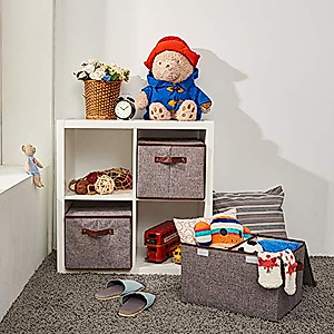 EZOWare Large Storage Boxes 6-Pack, Large Linen Fabric Foldable Storage Cubes Bin Box Containers with Lid and Handles for Nursery, Closet, Kids Room, Toys, Baby Products