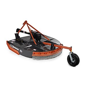 Titan Attachments 5 FT PRO Series Rotary Cutter, for Cat 1 Tractors with Rear 3 Point Hitch, Cast Iron Gear Box with Slip Clutch PTO Shaft, Brush Cutter Attachment, Mulches with Rear Discharge