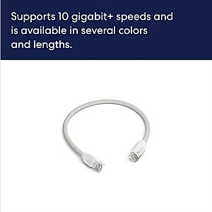 Amazon eero CAT6a Ethernet cable - Supports 10 gigabit+ speeds, 1 foot, 1-pack, Arctic White