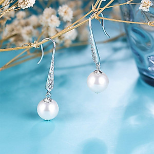 MISSLAN Pearl Earrings 925 Sterling Silver Drop Dangle Earrings for Women Jewelry for Her Women Mother Wife