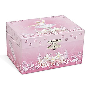 Jewelkeeper Girl's Musical Jewelry Storage Box with Spinning Ballerina, Pink Design, Swan Lake Tune