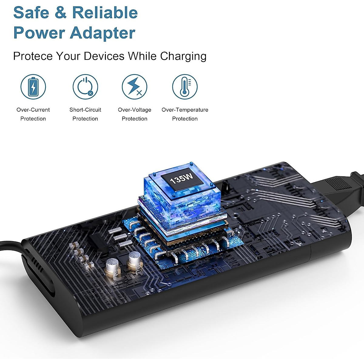 Replacement 135W 19.5V 6.9A HP Laptop Charger AC Adapter Compatible with HP Spectre x360, OMEN Pavilion Gaming 15 17 ec0013dx 15-ec0751ms L15534-001 TPN-DA11 TPN-CA13 Power Supply Cord 4.5 * 3.0mm