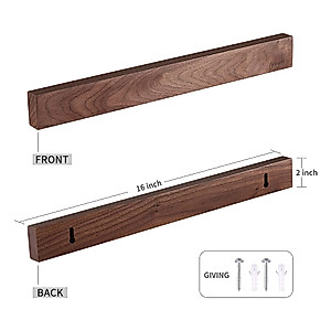 Walnut Magnetic Knife Holder for Wall- Powerful Wood Magnetic Knife Strip for Organizing your Kitchen (16 inches)