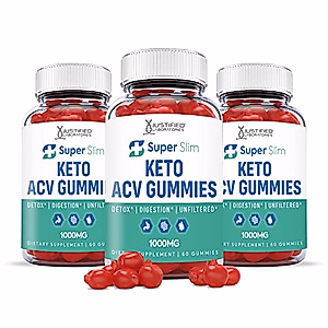Justified Laboratories (3 Pack) Super Slim Keto ACV Gummies 1000MG with Pomegranate Juice Beet Root B12 180 Gummys