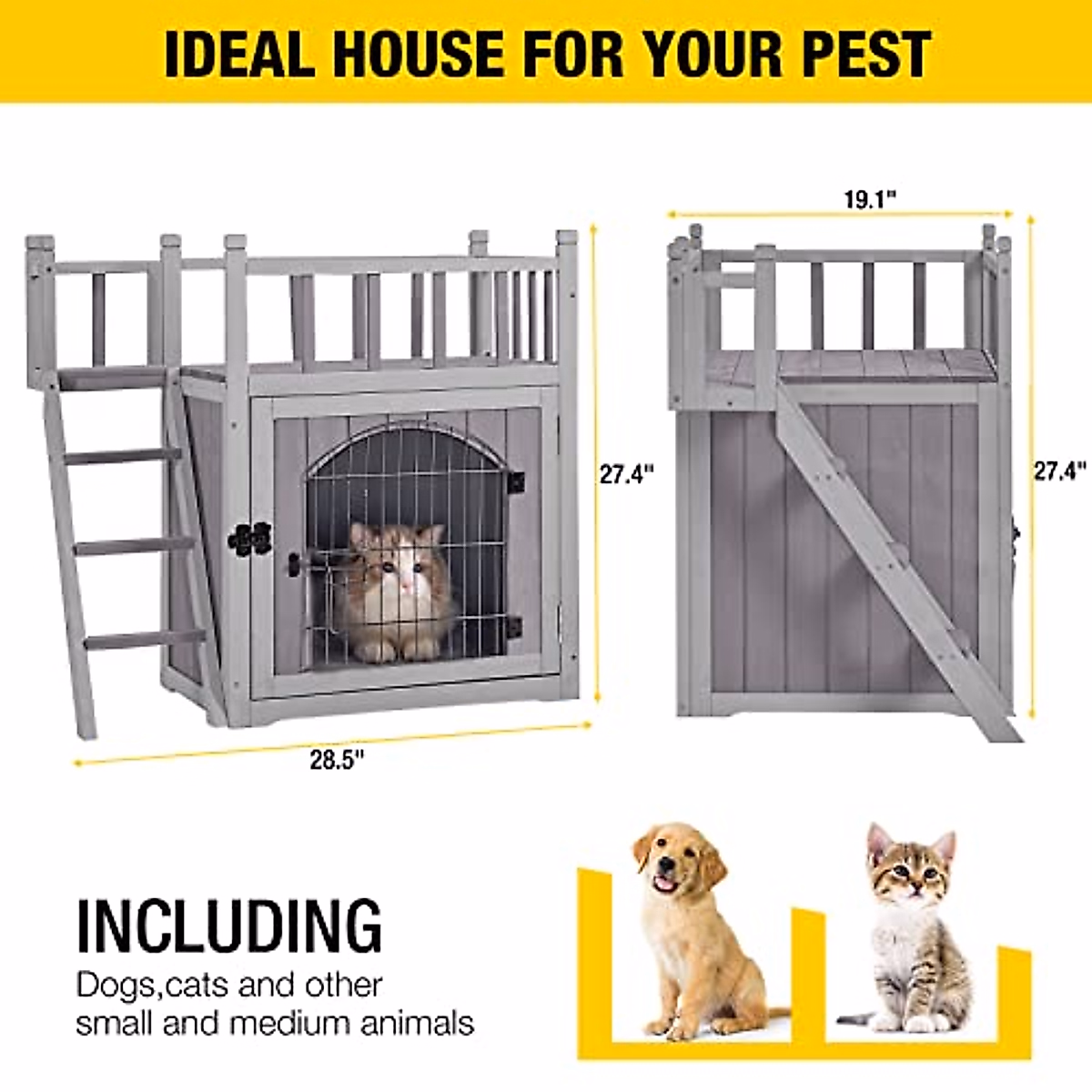 Aivituvin Dog House Feral Cat House Outdoor and Indoor,Pet Houses with Stairs,2 Storys