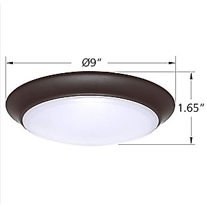 GRUENLICH LED Flush Mount Ceiling Lighting Fixture, 9 Inch Dimmable 15.5W, 1050 Lumen, Aluminum Housing Plus PC Cover, ETL and Damp Location Rated, 2-Pack, Bronze Finish-3000K