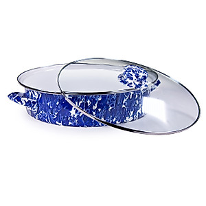 Golden Rabbit Enamelware - Cobalt Swirl Pattern - 5qt Saute Pan