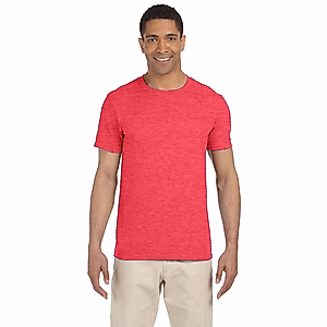 Gildan Men's Softstyle Double-Needle T-Shirt, Small, Heather Red