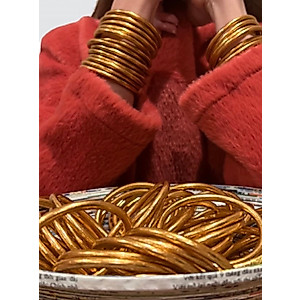 EMME Bangles EVERYDAY RAIN OR SHINE BRACELETS THAI - 3 Piece Set (Light Gold, Medium)