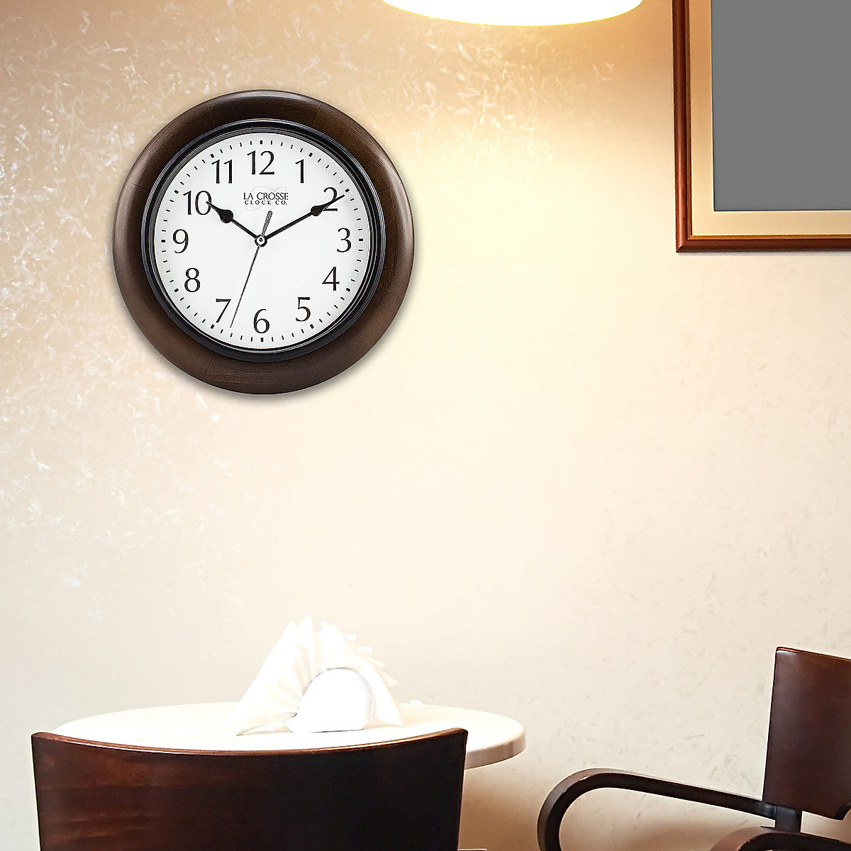 La Crosse Clock 404-2625 10 in Linwood Quartz Wood Wall Clock