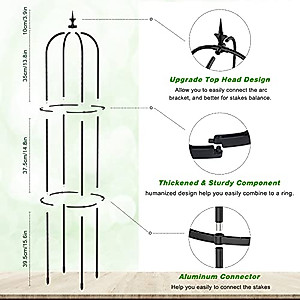 Garden Obelisk Trellis for Climbing Plants 4 Feet Tall Plant Support Cage, Tower Obelisk Plant Support Indoor Potted Plant, Plant Trellis for Climbing Vines, Tomato, Flower, Vegetable, Rose (2 Pack)