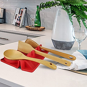 Silicone Utensil Rest with Drip Pad; Spoon Holder for Stove Top; Spoon Rest; Large Spoon Rest; Silicone Spoon Rest; Utensil Rest; Kitchen Spoon Rests; Kitchen Spoon Holder (red)