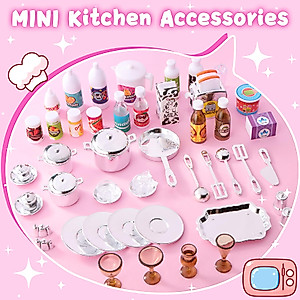 Mastom Kitchen Playset for Girls, Play Kitchen Toys for Dolls with Realistic Lights & Sounds, 56PCS Kids Pretend Play Kitchen Toy Accessories, Gifts for Toddlers Girls 3 4 5 6 Year Old