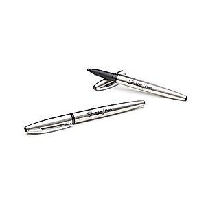SHARPIE Stainless Steel Grip Pen, Fine Point (0.8mm), Black, Box of 12 (2067430)