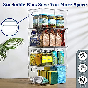 KOKITEA Clear Storage Bins With Lids, 4 Pack Plastic, Stackable Food Storage Organizer Bins For Kitchen Organization, Pantry And Fridge