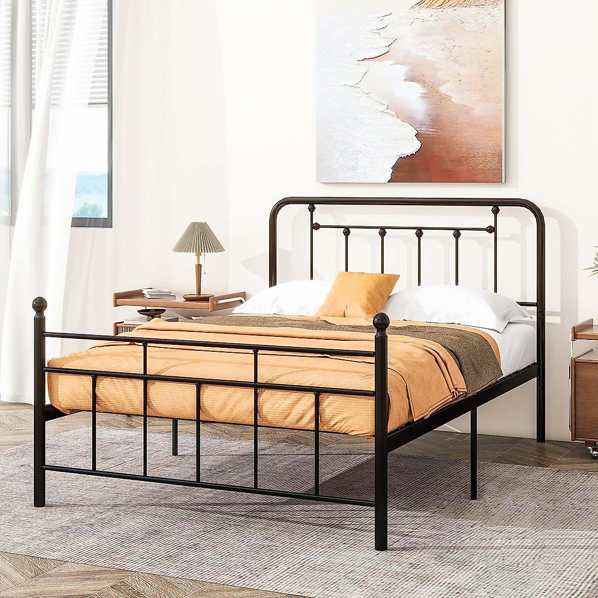 EtherealZYF Metal Headboard Full Size Headboard Metal Construction, Rustic Farmhouse Style, Effortless Assembly, Steel Headboard for Bedroom Black