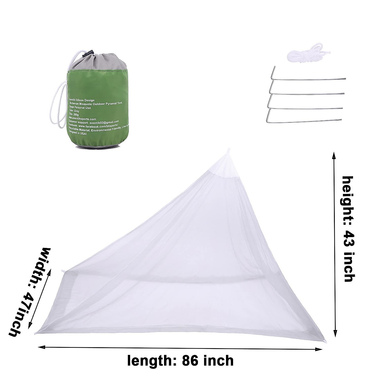 No-See-Um Camping Mosquito Net Bed Compact and Ultra-Light for Travel，Finest Holes Mesh 2000 Noseeum Netting for Camping and Hiking, Without Sleeping Mat (Single Light Grey Color，M)