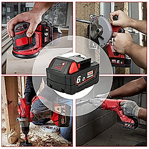 waitley 18V 6.0Ah Replacement Battery Compatible with Milwaukee M18 18v 6000mAh M18B Lithium-Ion Battery Cordless Power Tools