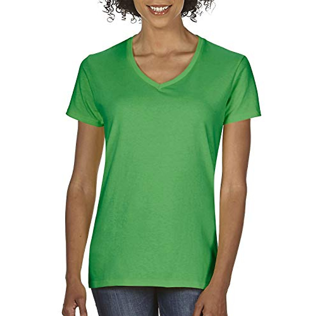 Gildan Women's Softstyle V-Neck T-Shirt - Large - Irish Green