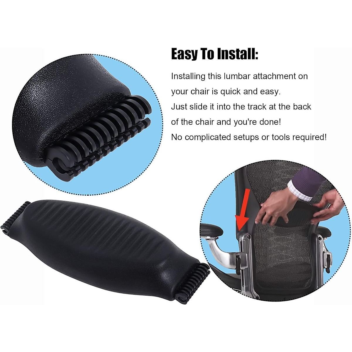 Lumbar Support Pad Replacement for Herman Miller Classic Aeron Chair - Size B: Medium,Black