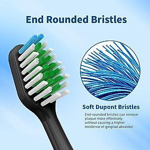 Replacement Toothbrush Heads for Waterpik Complete Care 5.0/9.0 (CC-01/WP-862), with Covers, 5 Count, Black