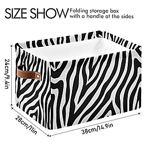 Abstract Animal Zebra Print Large Storage Basket Collapsible Storage Bin Organizer Cube Laundry Hamper for Clothes Bedroom Nursery Toys Shelf College Dorm