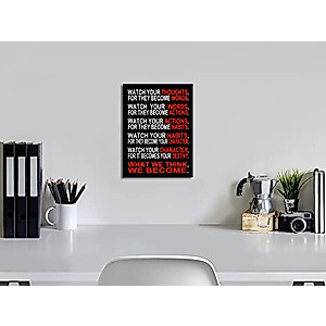 Pyradecor Watch Your Thoughts Motivational Classroom Poster Modern Canvas Prints Wall Art Paintings Ready to Hang for Office Living Room Home Decorations Stretched Pictures Artwork