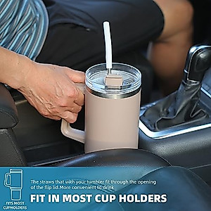 Boraijoe 40 oz Tumbler with Handle and Straw,Reusable Stainless Steel Water Bottle Travel Mug Insulated Cup,Double Wall Vacuum 100% Leak-proof Travel Coffee Mug(Jade Green)