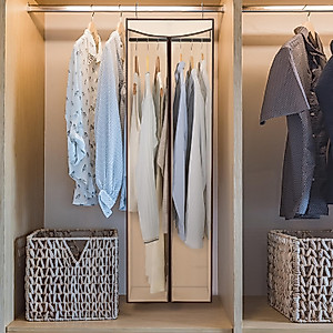 STORAGE MANIAC 2-Pack Hanging Garment Bag Zipper Cover with Sealed Clear Window, Long Garment Cover for Closet Storage Wardrobe Clothes Protector, Large Garment Storage Bag for Dresses,Suits, Beige